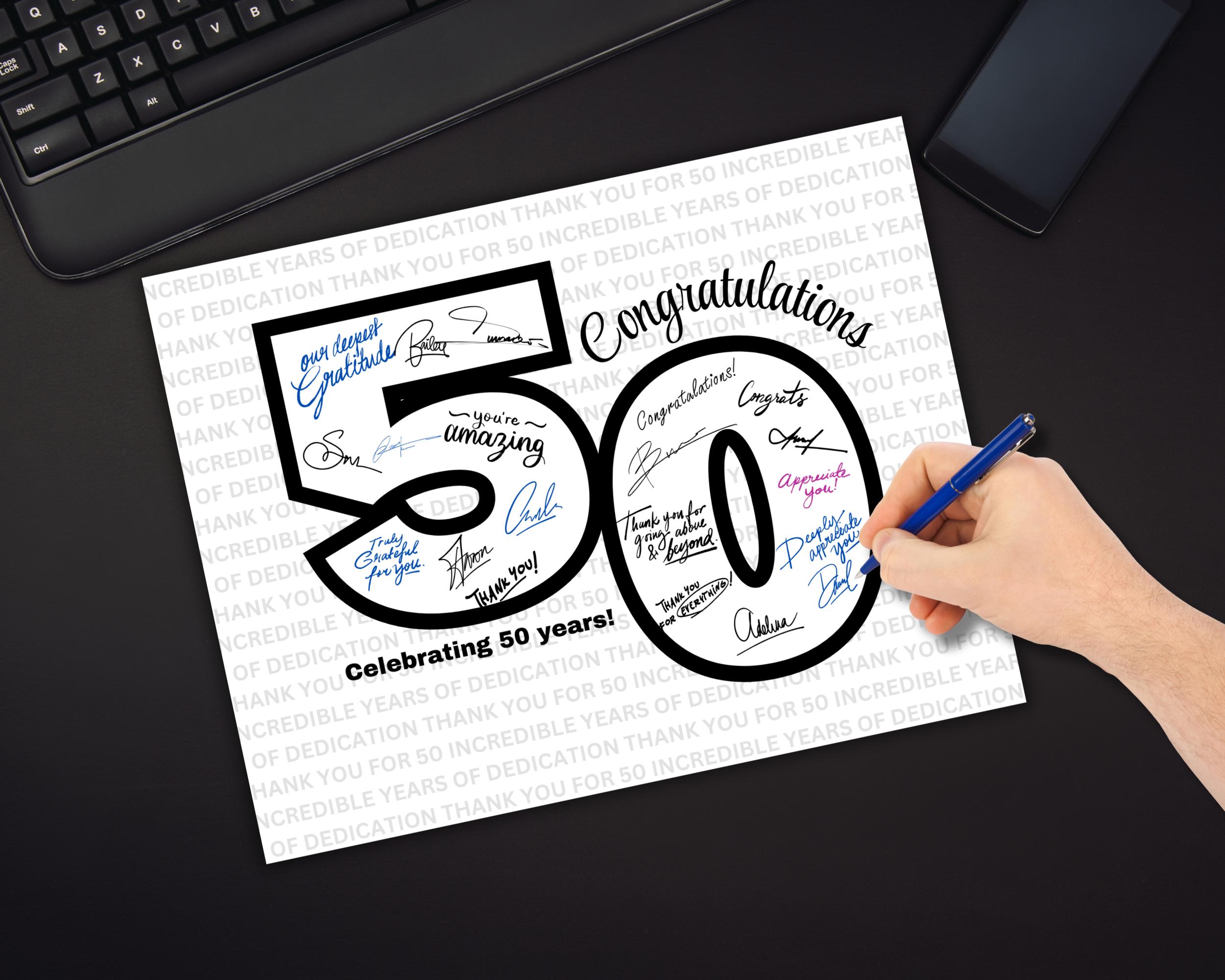 50th Work Anniversary, Celebrating 50 Years of Service, Card ...