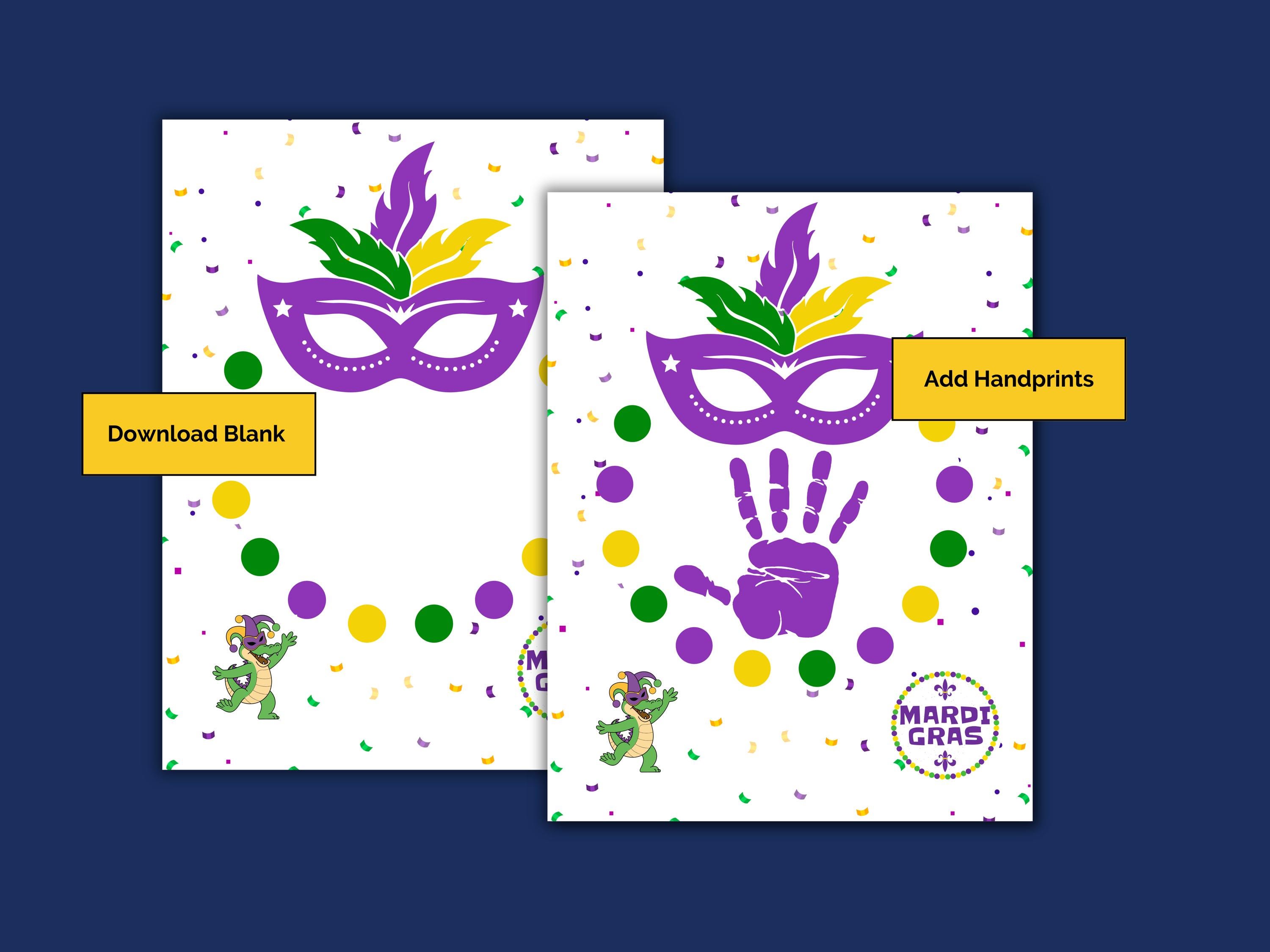 Mardi Gras Handprint Craft, Mardi Gras Handprint Art, Printable ...