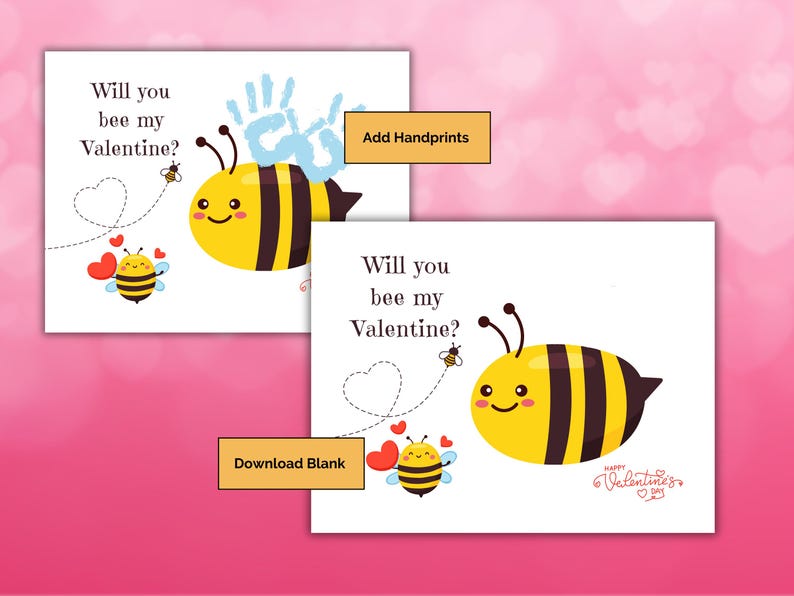 Valentine Handprint Craft for Kids, Will You BEE My Valentine Handprint ...