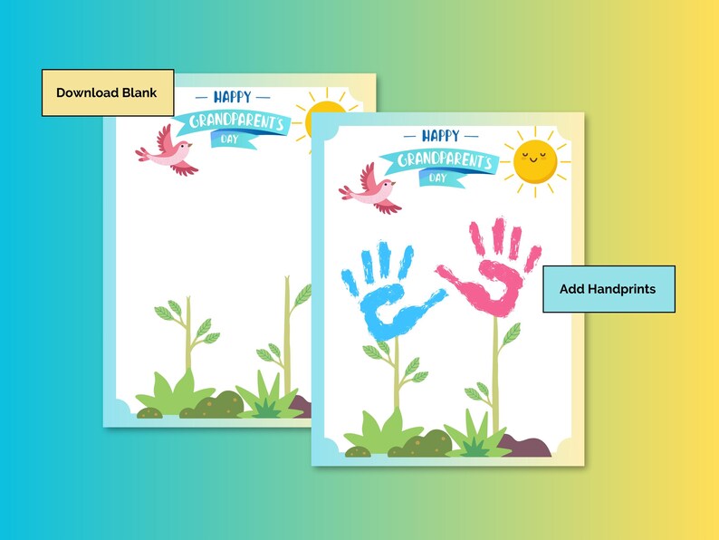 Grandparent's Day Flower Printable, Handprint Keepsake, Handprint Art ...
