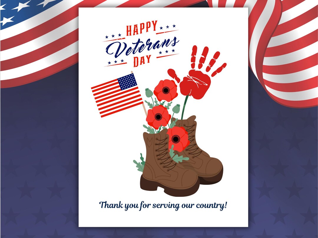 Veterans Day Handprint Craft for Kids, Printable Keepsake Craft ...