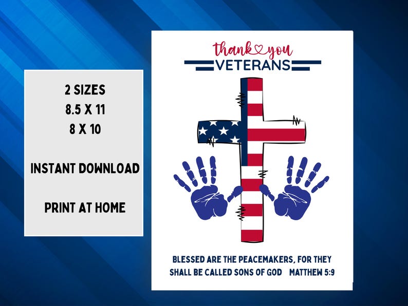 Veterans Day Handprint Craft for Kids, Printable Keepsake, Thank You ...
