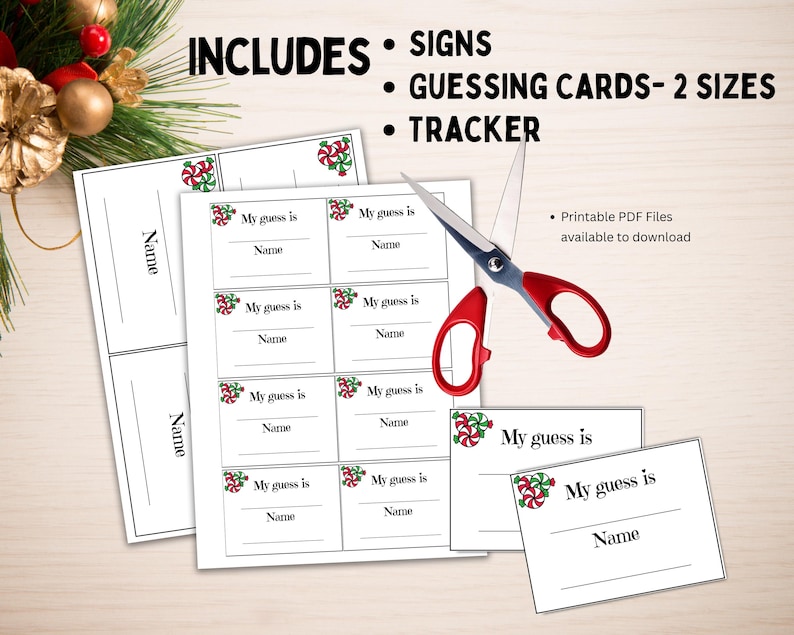 Christmas Candy Guessing Game Printable, Cute Holiday Party Game ...