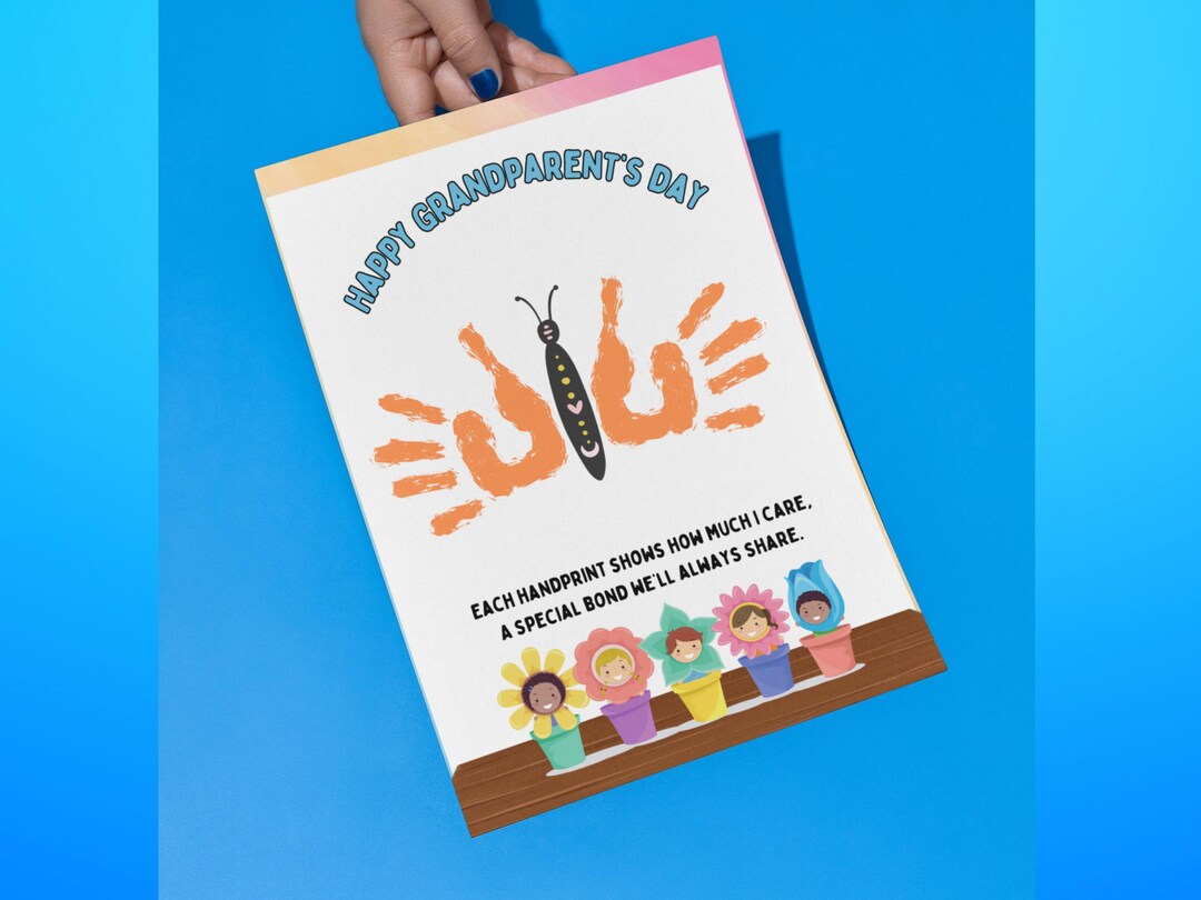 Grandparent's Day Butterfly Printable, Handprint Keepsake, Handprint ...