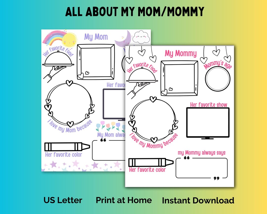 All About My Mom, All About My Mommy, Instant Download, Printable - Etsy