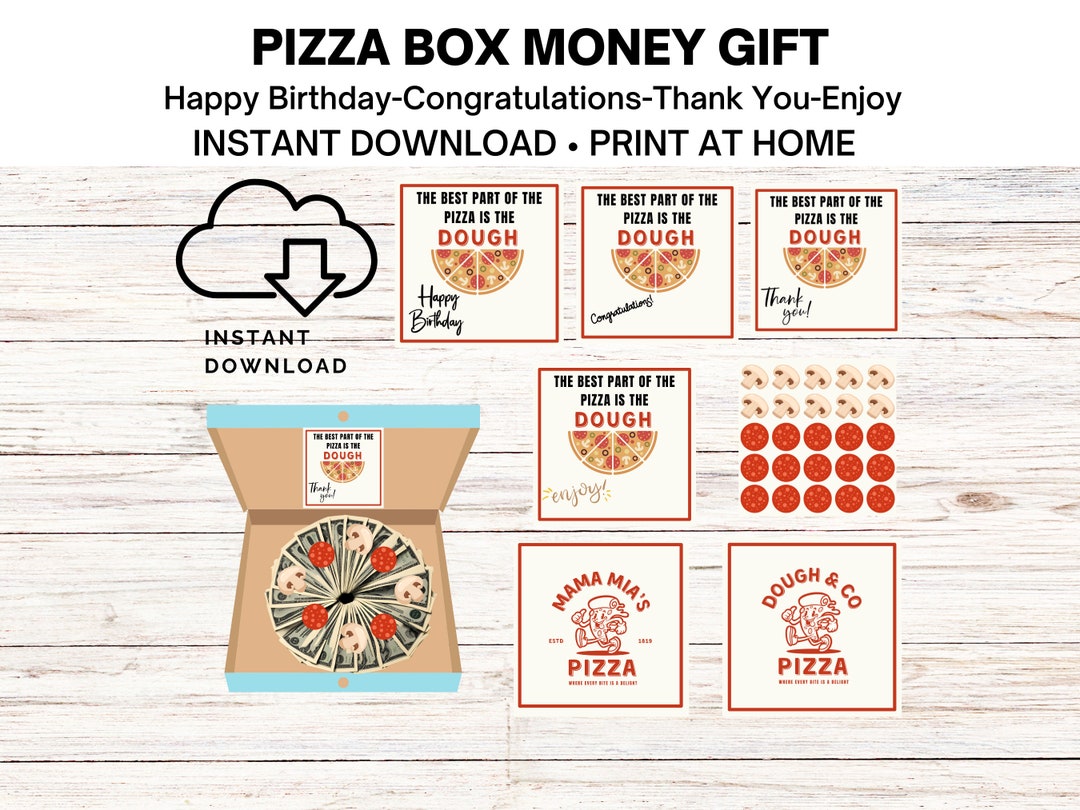 Printable Money Pizza Gift Box, Unique Money Gifts, Pizza Lover Gift ...