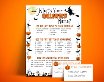 What’s Your Halloween Name? Printable, Instant Download, PDF - Etsy