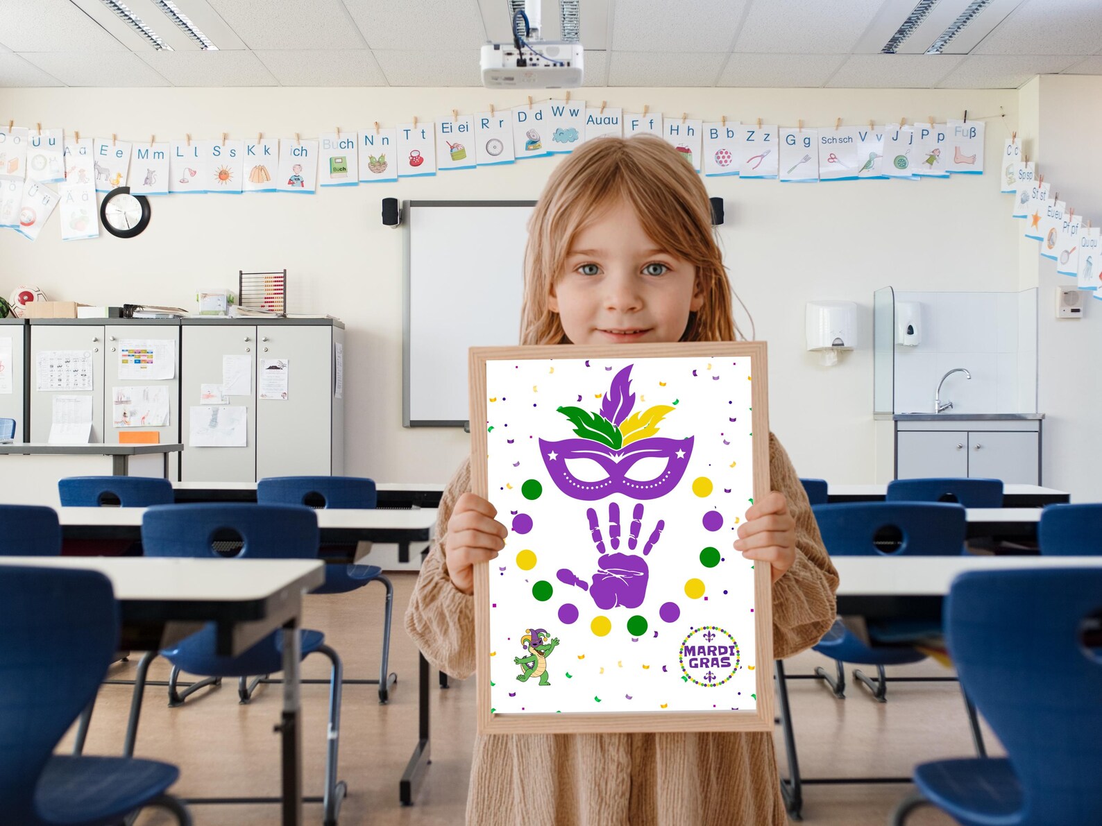 Mardi Gras Handprint Craft, Mardi Gras Handprint Art, Printable ...