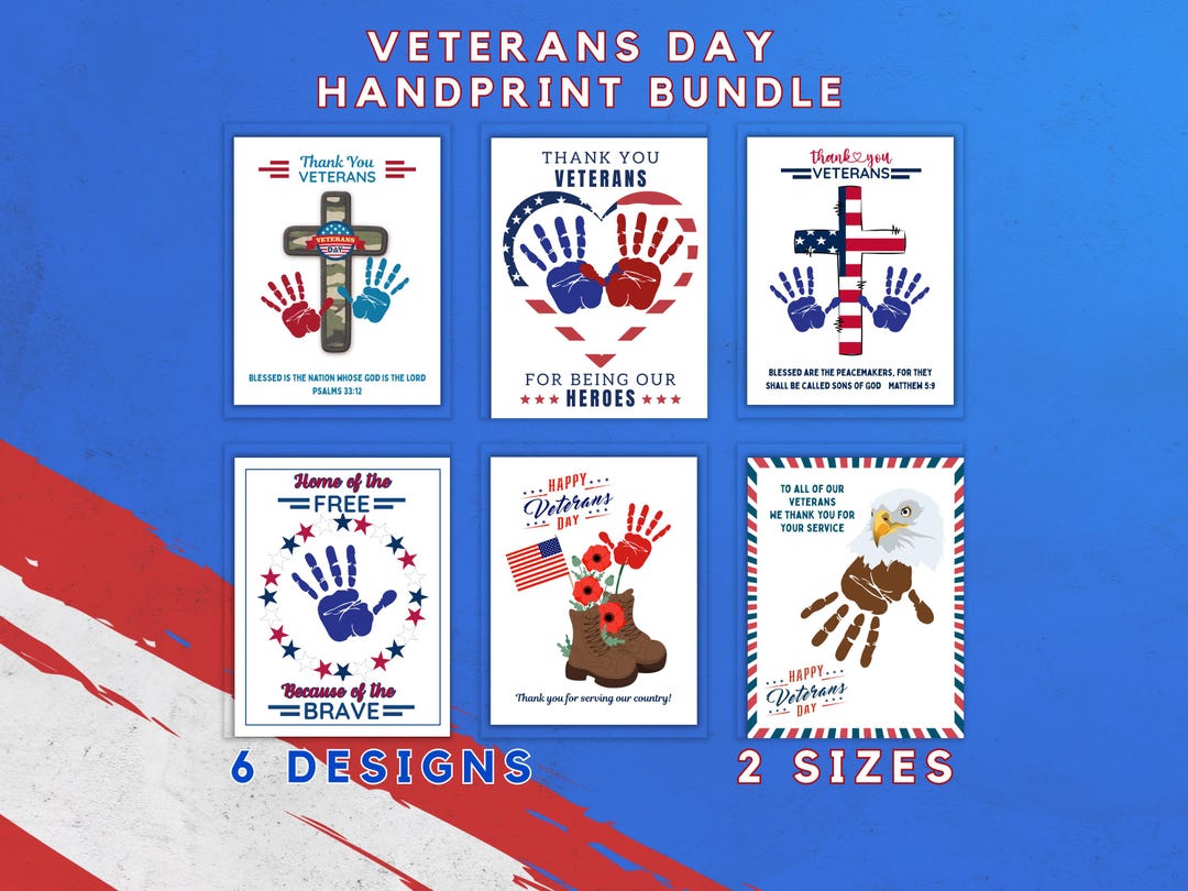 Veterans Day Handprint Bundle, 6 Printable Keepsakes, Thank You ...