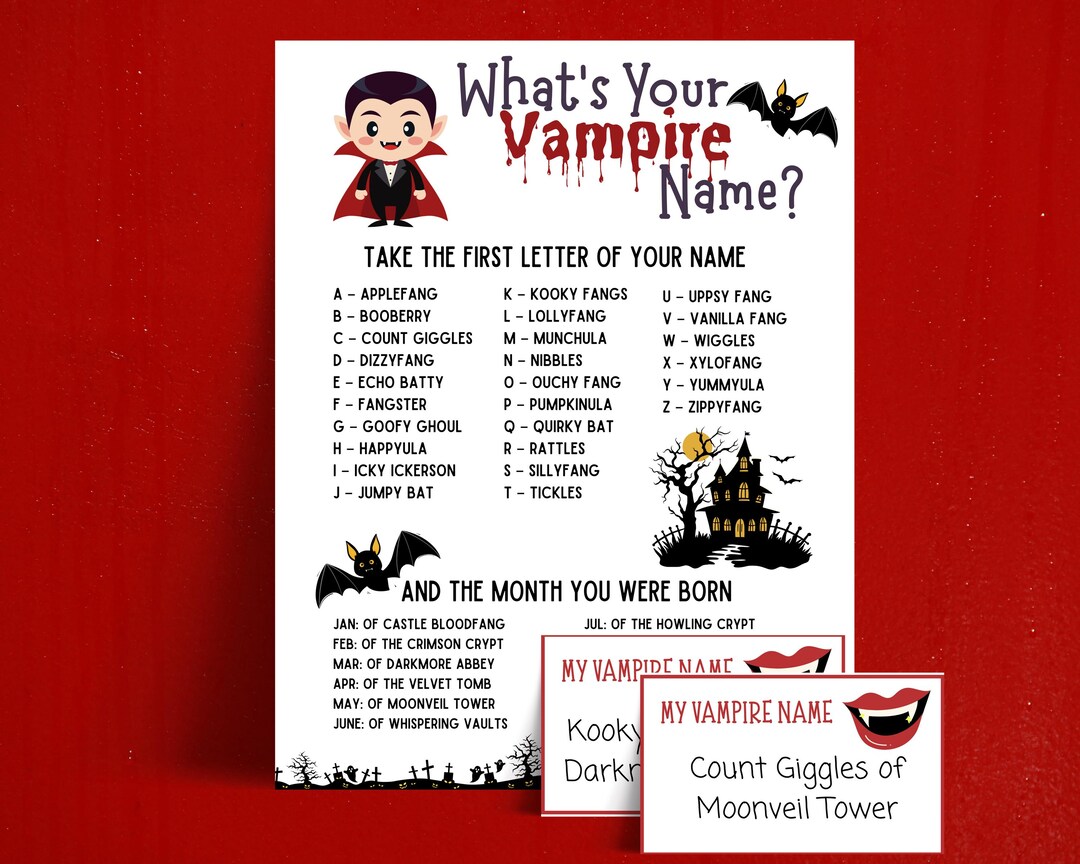 Halloween Vampire Name Generator, What's Your Name Game, What’s Your ...