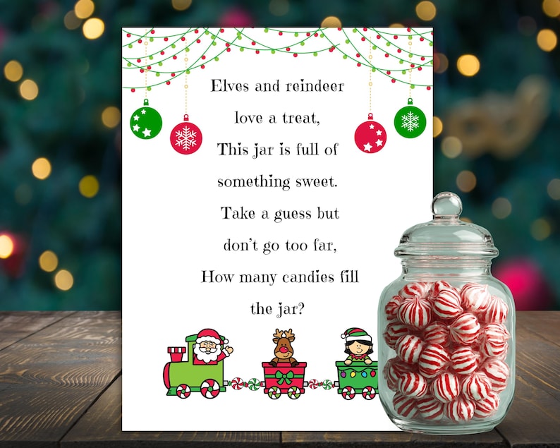 Christmas Candy Guessing Game Printable, Cute Holiday Party Game ...
