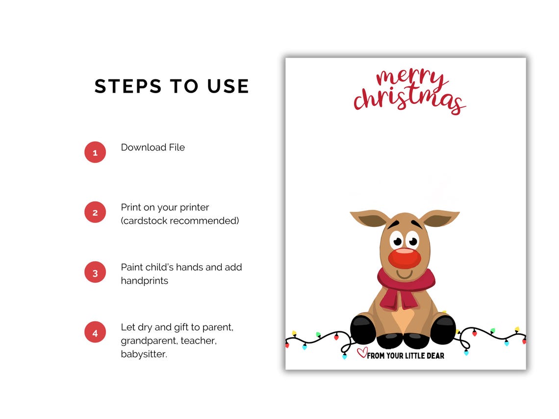 Christmas Reindeer Handprint or Footprint Keepsake Craft, Custom ...