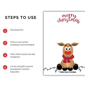 Christmas Reindeer Handprint or Footprint Keepsake Craft, Custom ...