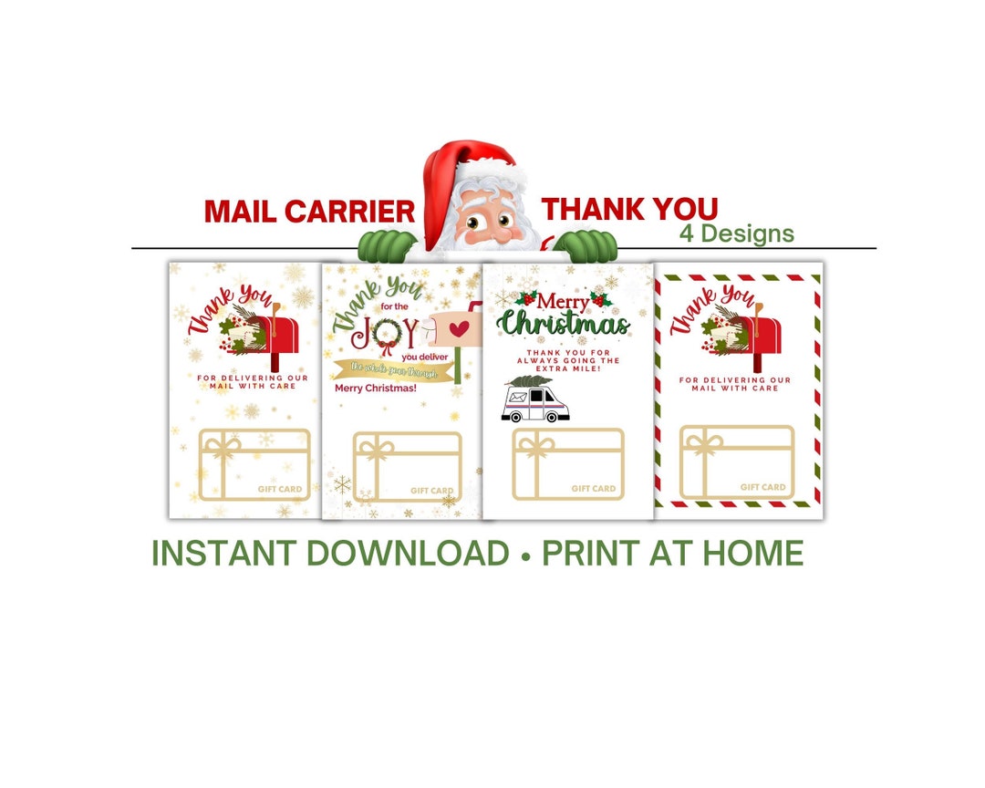 Printable Mail Carrier, Postal Worker Gift Card Holder for Christmas ...