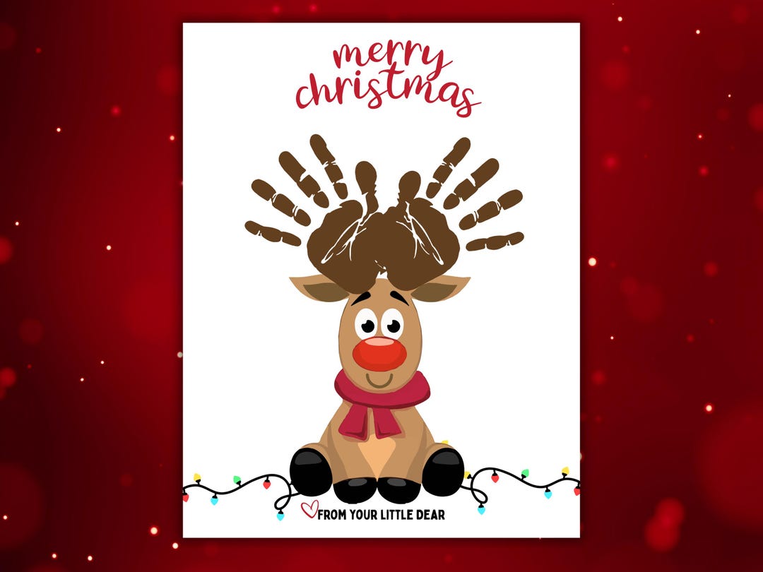 Christmas Reindeer Handprint or Footprint Keepsake Craft, Custom ...