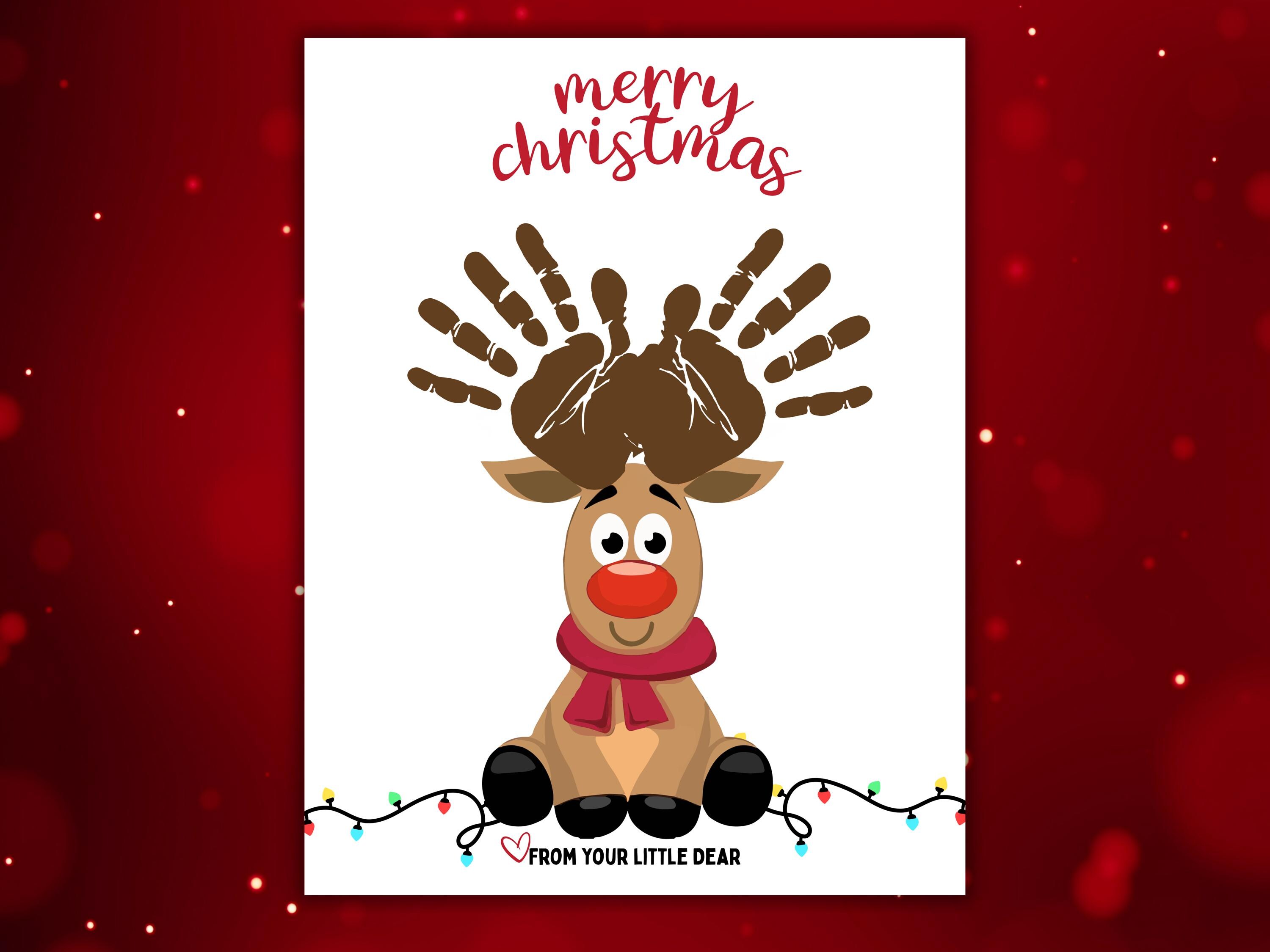 Christmas Reindeer Handprint or Footprint Keepsake Craft, Custom ...