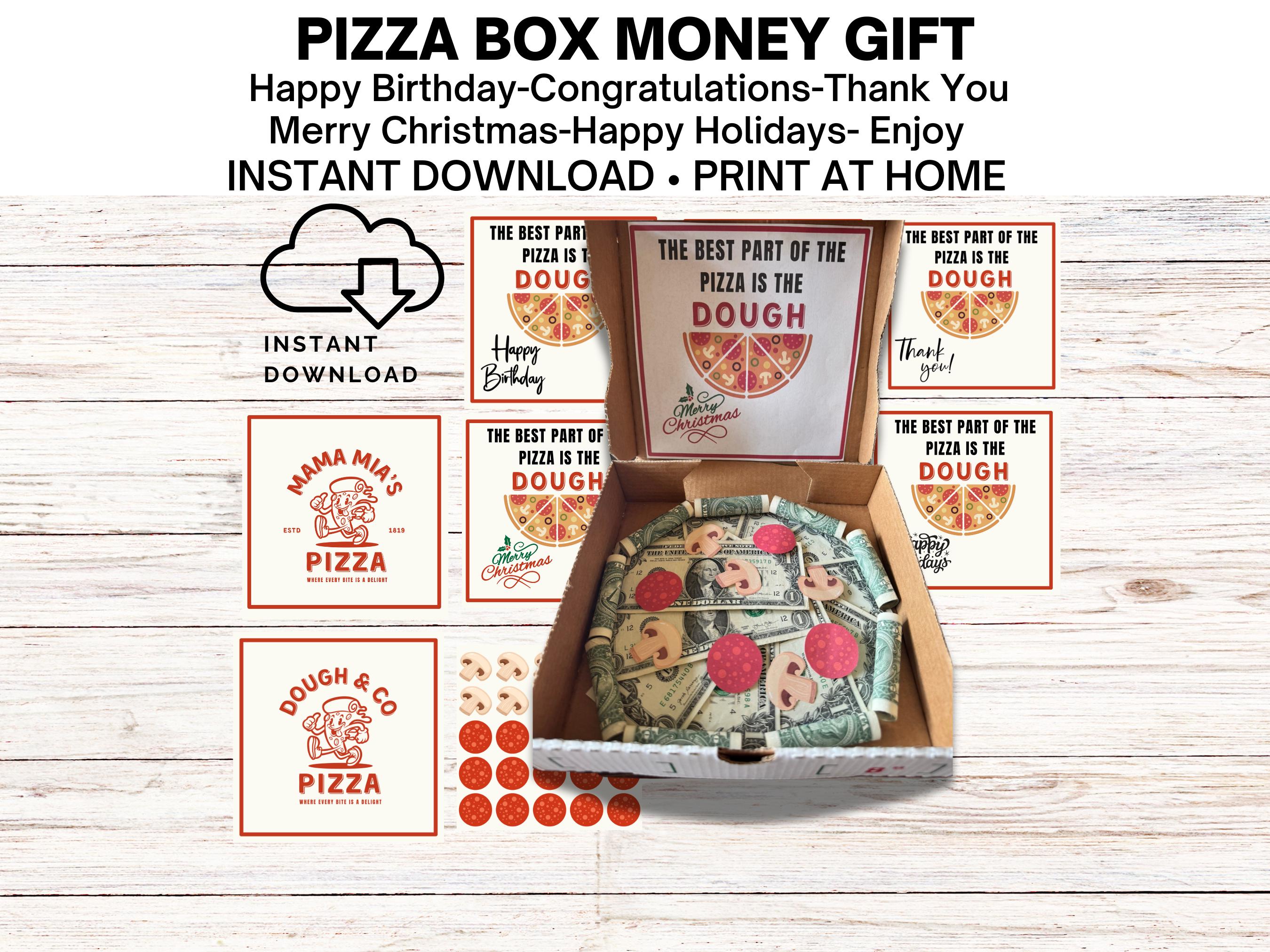 Printable Money Pizza Gift Box, Unique Money Gifts, Pizza Lover Gift ...