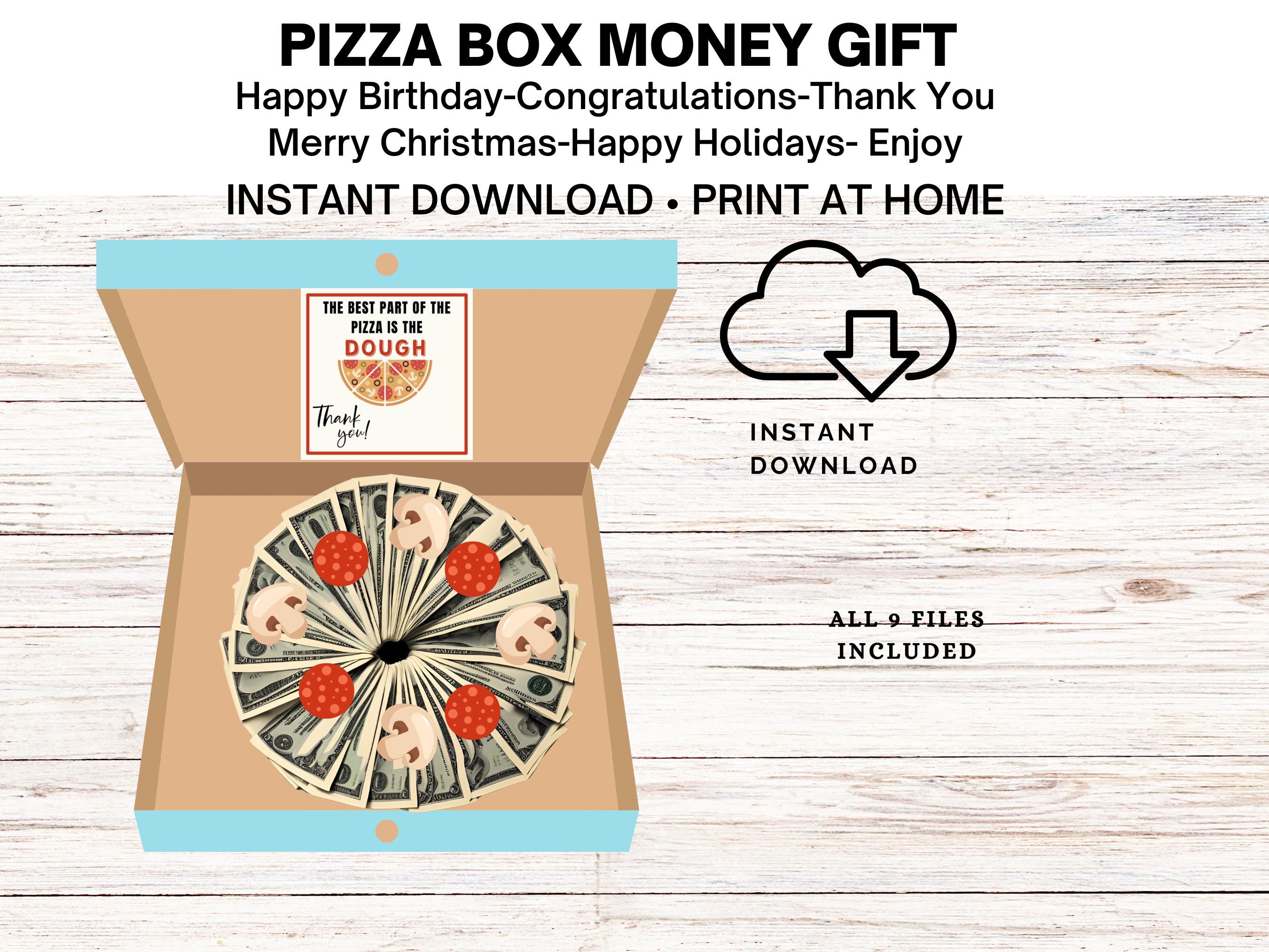 Printable Money Pizza Gift Box, Unique Money Gifts, Pizza Lover Gift ...