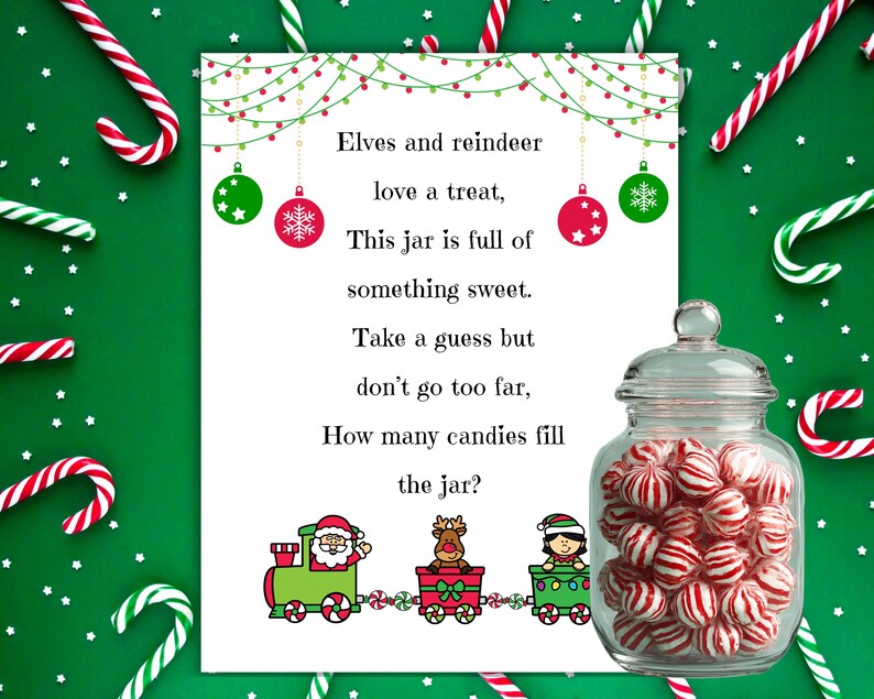 Christmas Candy Guessing Game Printable, Cute Holiday Party Game ...