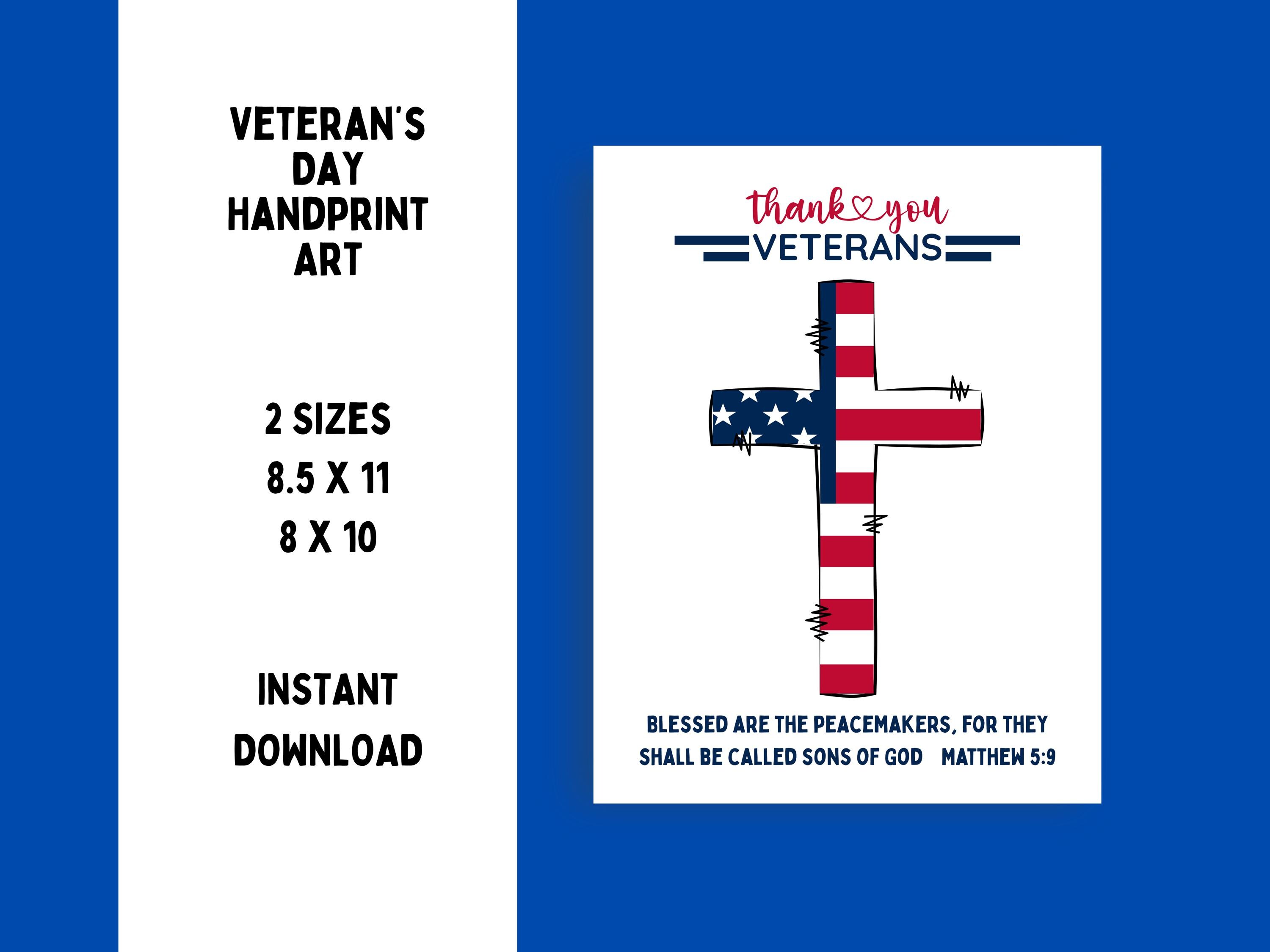Veterans Day Handprint Craft for Kids, Printable Keepsake, Thank You ...