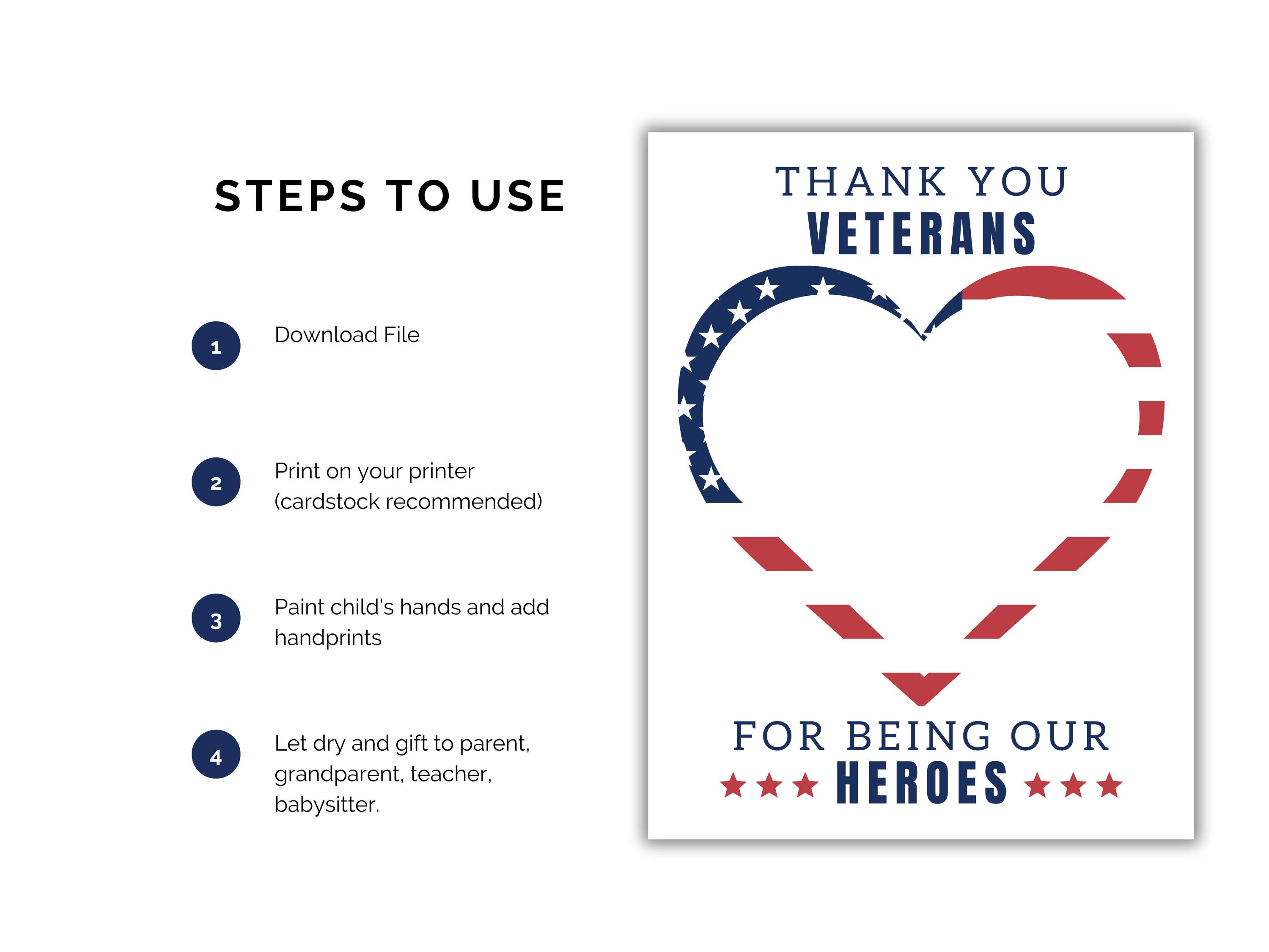 Veterans Day Handprint Craft for Kids | Printable Keepsake Craft ...