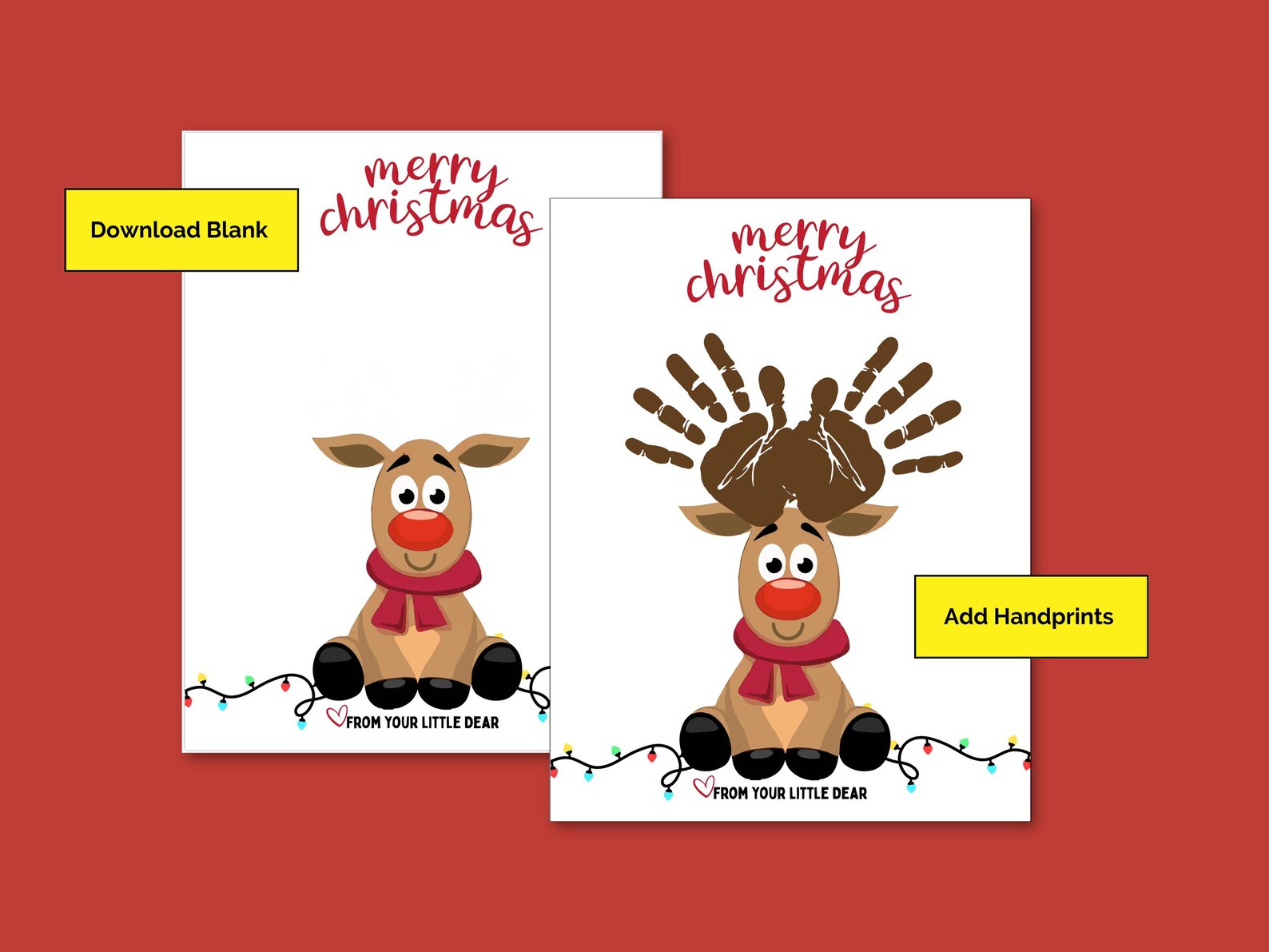 Christmas Reindeer Handprint or Footprint Keepsake Craft, Custom ...