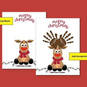 Christmas Reindeer Handprint or Footprint Keepsake Craft, Custom ...