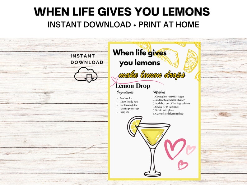 When Life Gives You Lemons Make Lemon Drops Card. Printable Perfect for ...