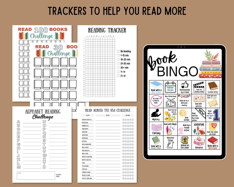 Reading Tracker Printable, Reading Log, 30 Books, 100 Books, Read ...