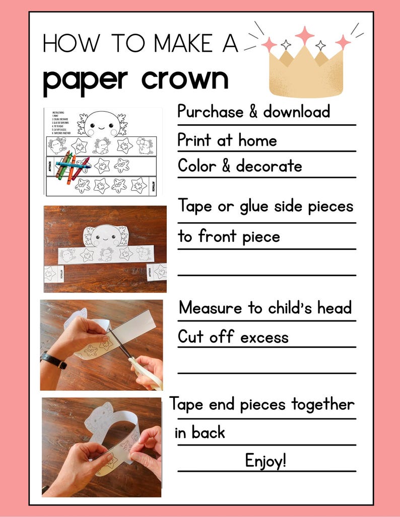 DIY Giraffe Paper Crown Kit, Indoor Craft for Kids, Printable Giraffe ...