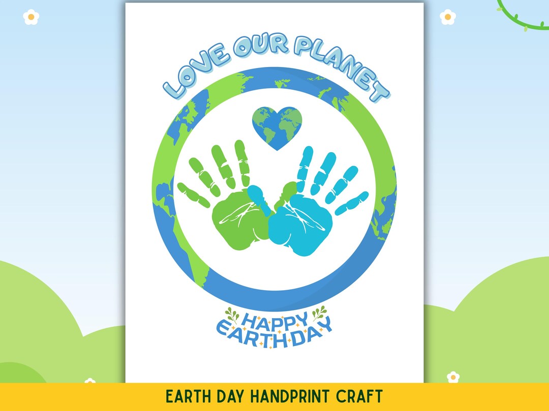 Earth day handprint Or footprint craft, Kids printable art activity ...