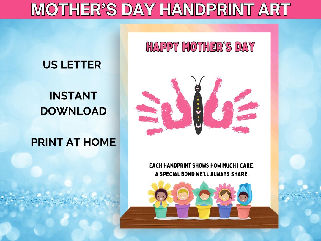 Mother's Day Butterfly Handprint Art, Printable, Footprint Art ...