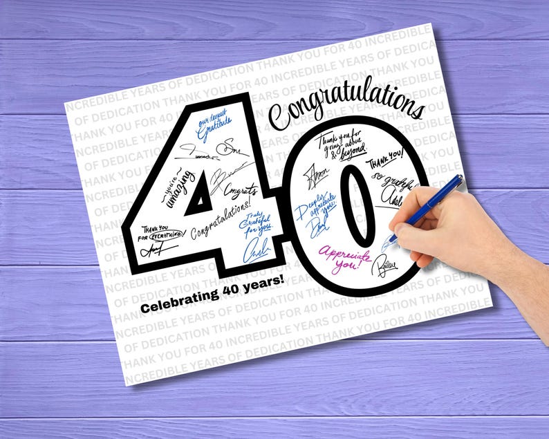 40th Work Anniversary, Celebrating 40 Years of Service, Card ...