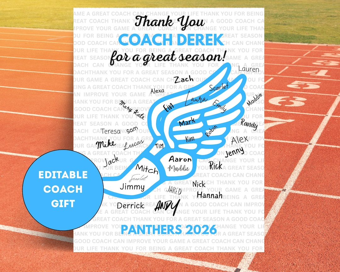Track Coach Gift Printable, Editable Canva Template, Coach Appreciation ...