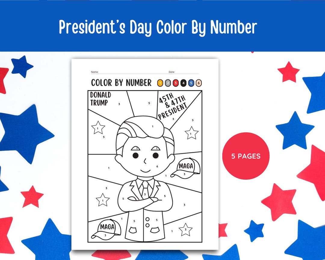 Presidents Day Color by Number, Printable Presidents Day Classroom ...