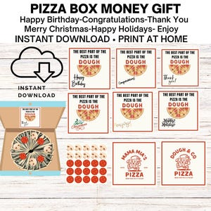 Printable Money Pizza Gift Box, Unique Money Gifts, Pizza Lover Gift ...