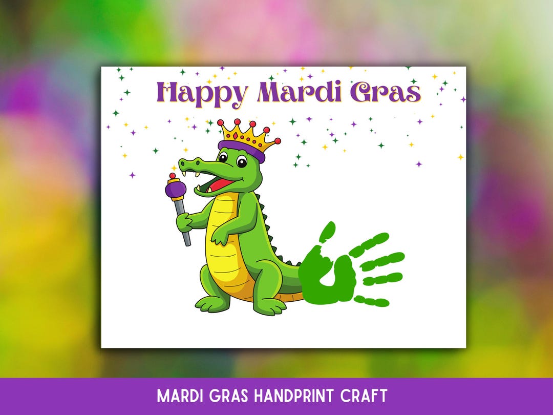 Mardi Gras Handprint Craft, Mardi Gras Handprint Art, Printable ...
