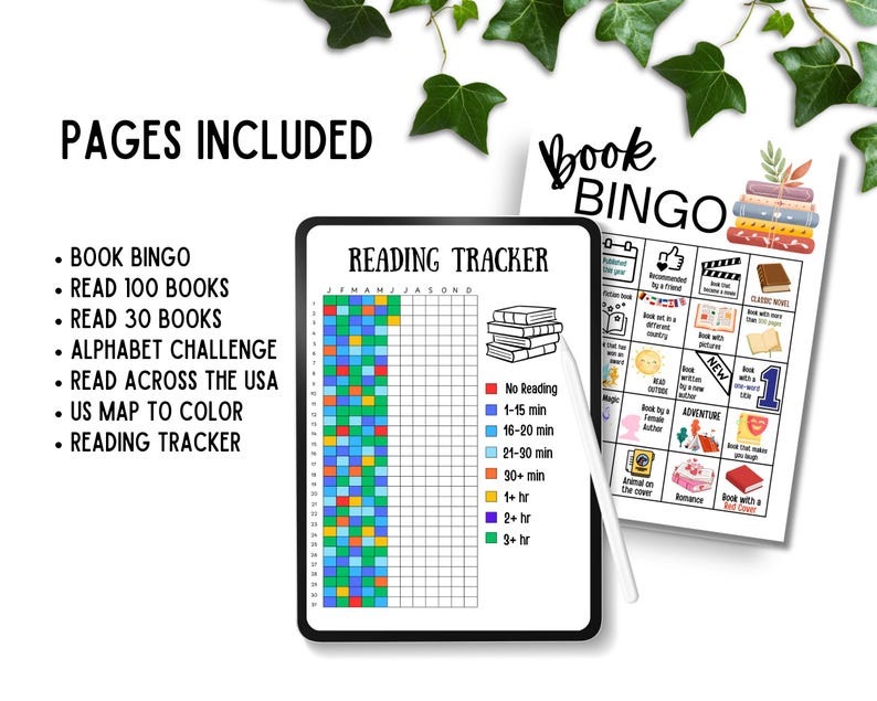 Reading Tracker Printable, Reading Log, 30 Books, 100 Books, Read ...