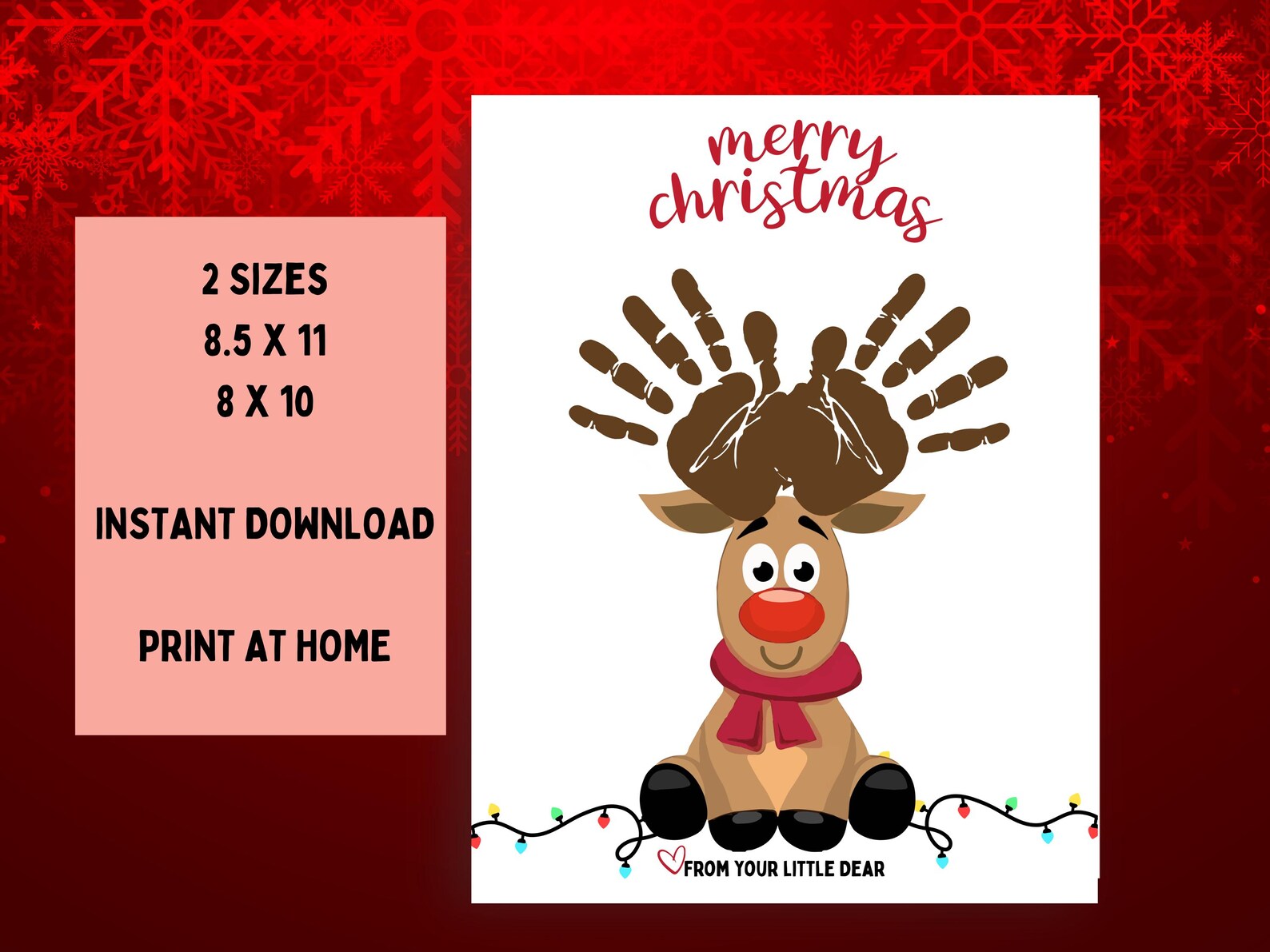 Christmas Reindeer Handprint or Footprint Keepsake Craft, Custom ...