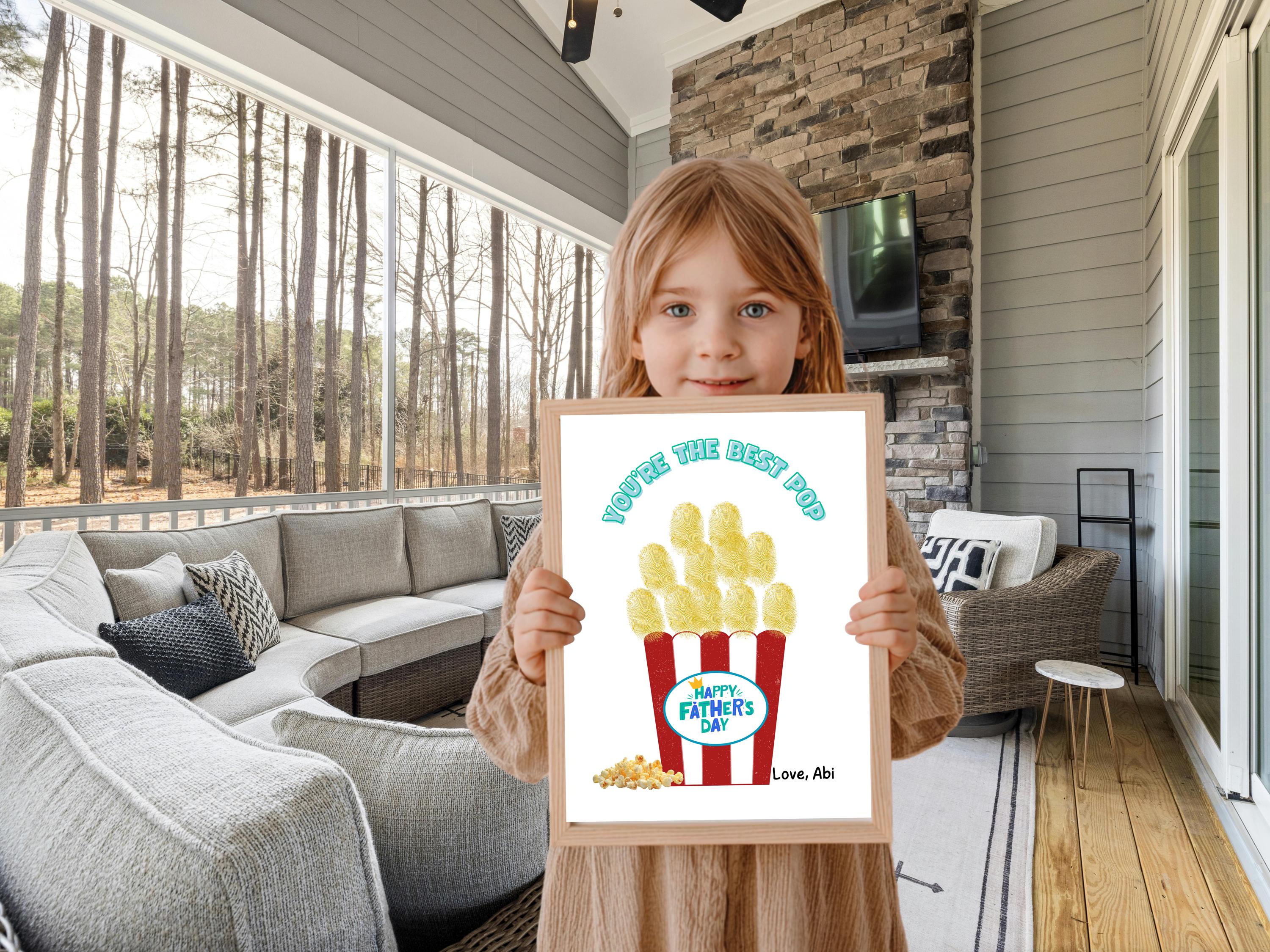Father's Day Handprint Popcorn Fingerprint Craft, Custom Handprint Art ...