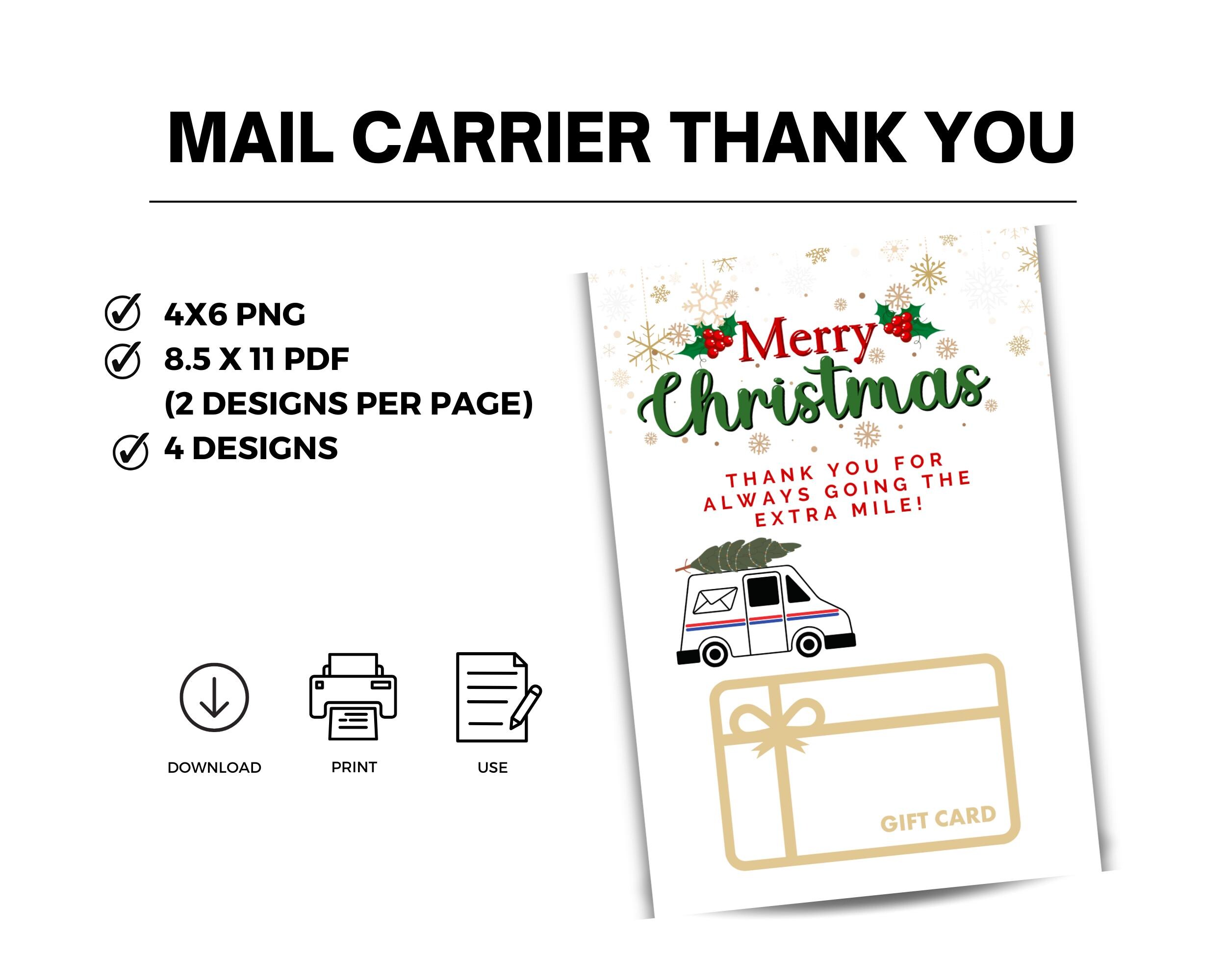 Printable Mail Carrier, Postal Worker Gift Card Holder for Christmas ...