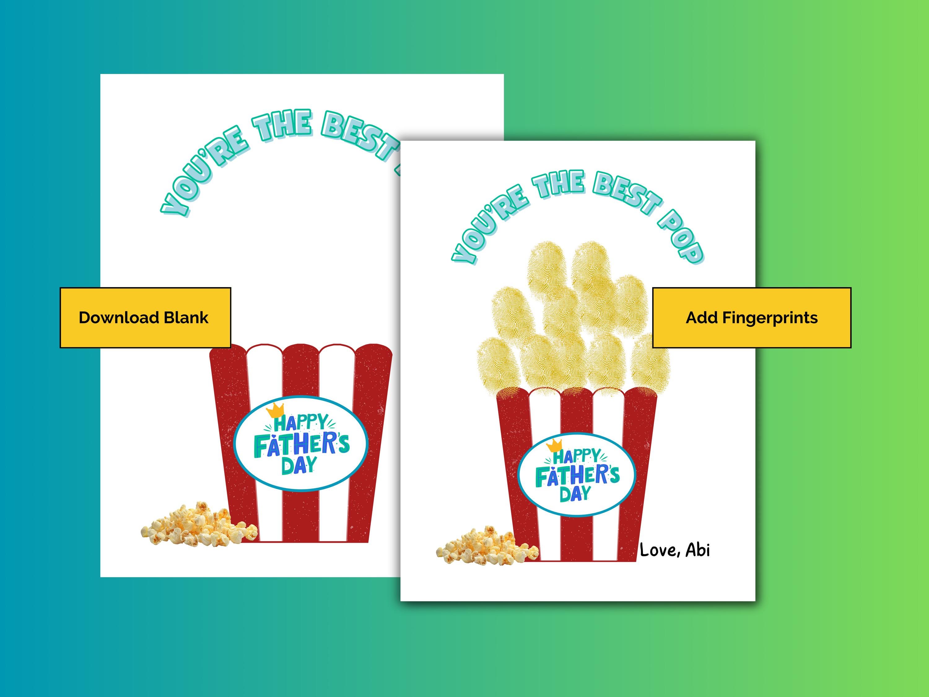 Father's Day Handprint Popcorn Fingerprint Craft, Custom Handprint Art ...