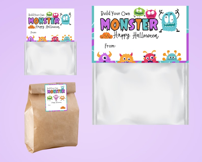 Build Your Own Monster Treat Bag Toppers , Halloween Treat Bag ...