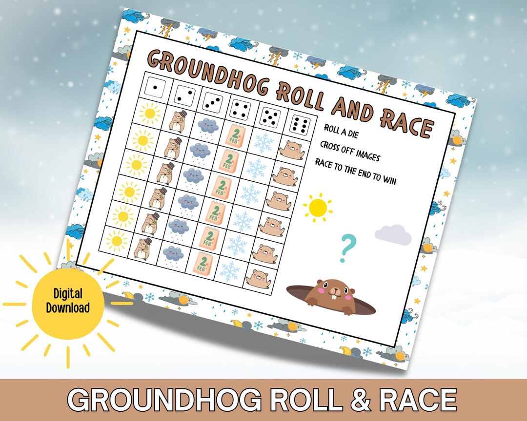 Groundhog Day Roll and Race Dice Game - Printable PDF - Etsy