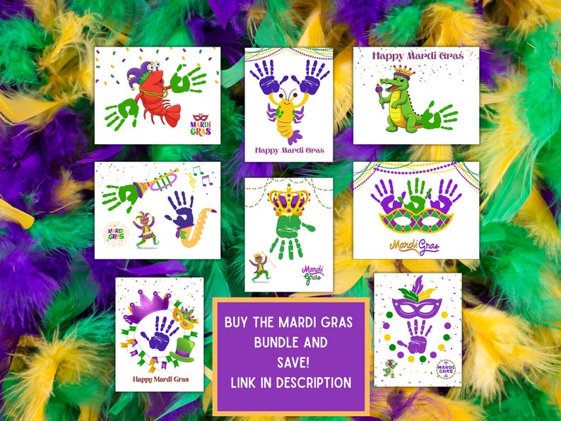 Mardi Gras Handprint Craft, Mardi Gras Handprint Art, Printable ...