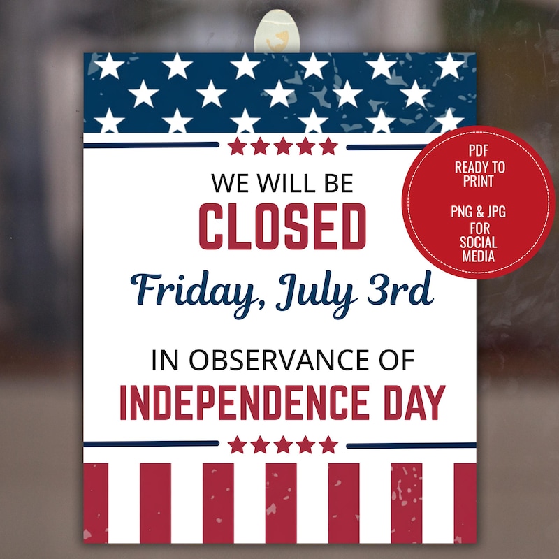 Flyer Closed 4th July - Etsy