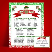 What's Your Elf Name Game + Name Tags, Christmas Party Game, Christmas ...