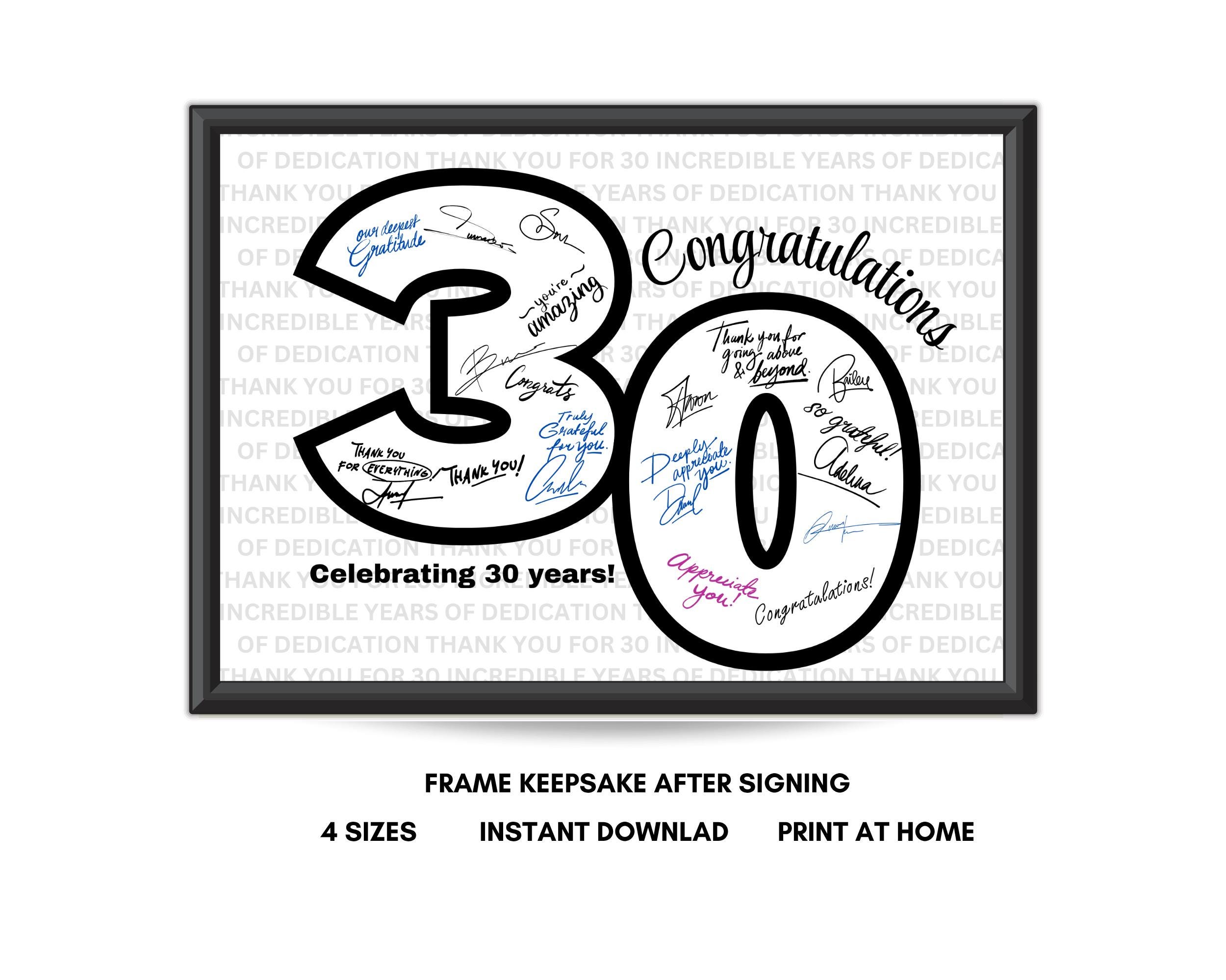 30th Work Anniversary, Celebrating 30 Years of Service, Card ...