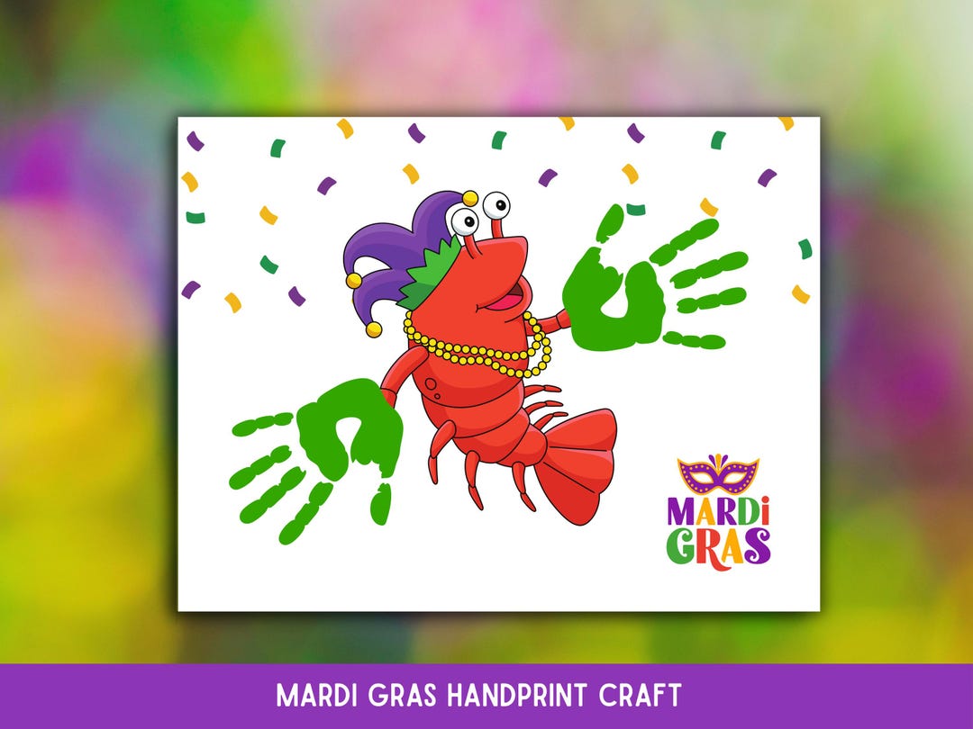 Mardi Gras Handprint Craft, Mardi Gras Handprint Art, Printable ...