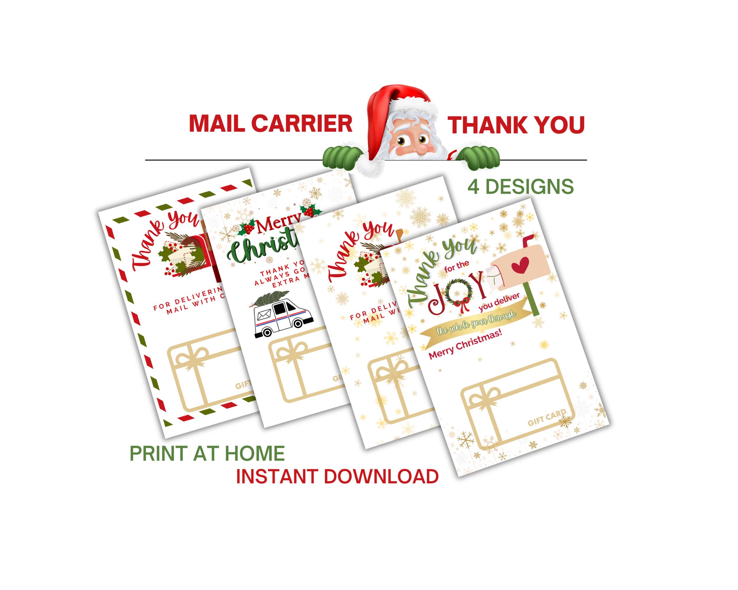 Printable Mail Carrier, Postal Worker Gift Card Holder for Christmas ...